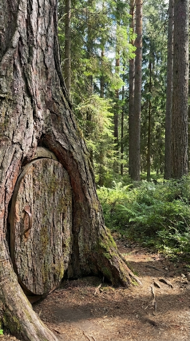 Hidden Tree Trunk Shelter: A Secret Woodland Refuge Built into Nature ...